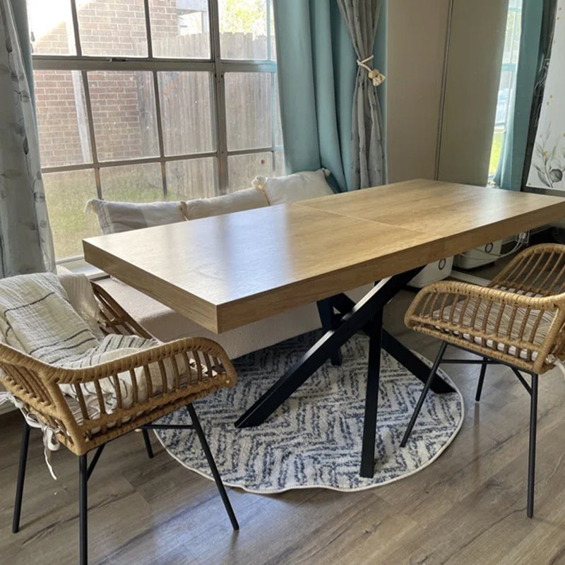 Latitude Run® 62" to 78" Extendable Dining Table For 6-8 Person, Rectangle MDF Dining Room Table ...